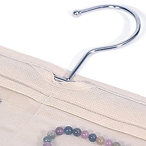 2 Pack Hanging Jewelry Organizer with 80 Pockets Jewelry Storage for Earrings Necklace Bracelet Ring Accessory, Beige