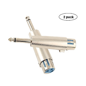 Devinal Professional 6.35mm 1/4 Inch Mono Male Plug to 3 Pin XLR Female Jack Stereo Audio Microphone Adapter Converter Connector (2 Pack)