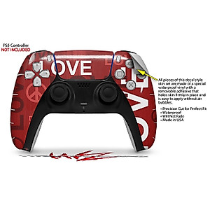 WraptorSkinz Skin Wrap compatible with Sony PS5 DualSense Controller Love and Peace Red (CONTROLLER NOT INCLUDED)