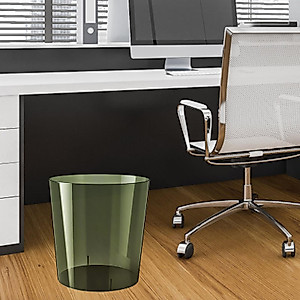 DimyFew Waste Paper Bin Rubbish Bin Clear Round Dustbin Trash Can for Dressing Table Office Bedroom Kids Room, Green S