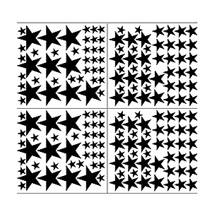 DXLING 174pcs Mixed Size Star Wall Stickers Home Decor Bedroom Removable Nursery Wall Decals Kids DIY Art Decal JW343 (Black)