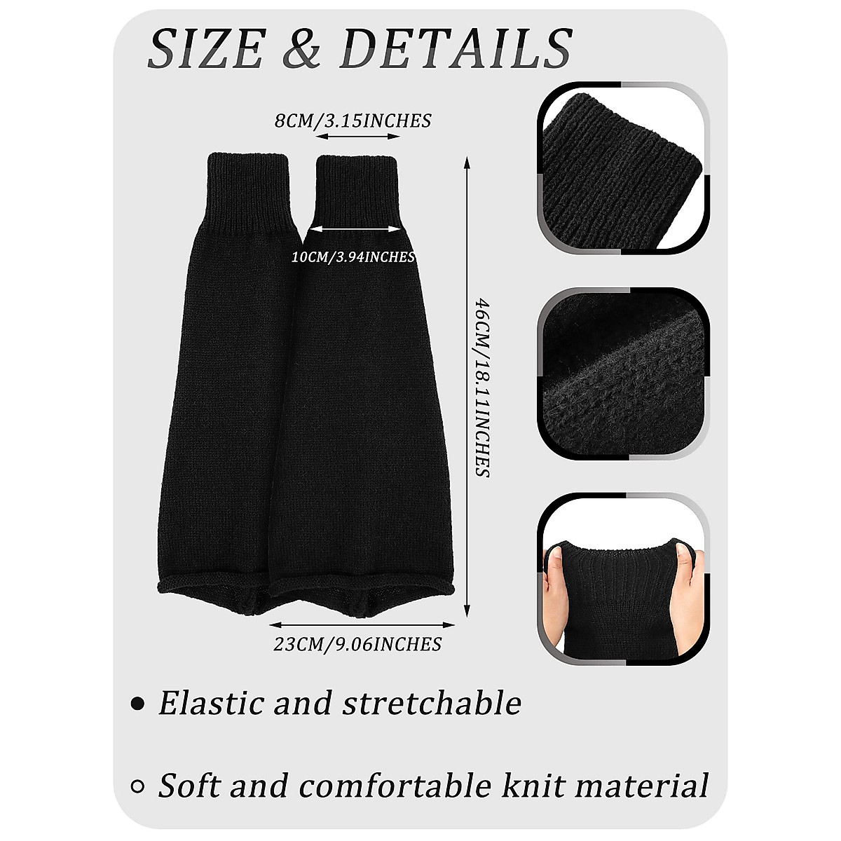 Newcotte 2 Pairs Japanese Style Leg Warmers for Women 80s Kawaii Knit Boot Socks Harajuku Leg Covers Goth Leg Socks(Simple Style)