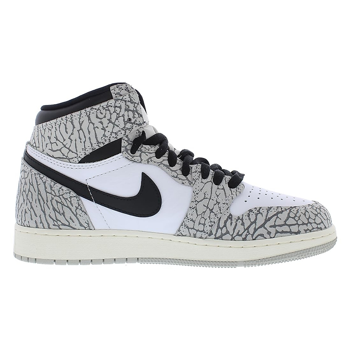 Nike Big Kid's Jordan 1 Retro High OG White Cement Grey/Blk/Wht (FD1437 052) - 4, Tech Grey/Muslin Black/White