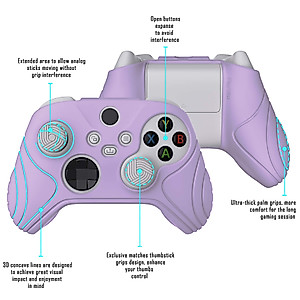 eXtremeRate PlayVital Samurai Edition Mauve Purple Anti-slip Controller Grip Silicone Skin for Xbox Core Controller, Ergonomic Protective Case Cover for Xbox Series S/X Controller w/Thumb Grips