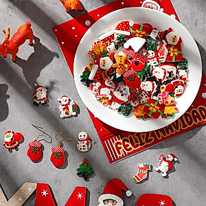 100 Pieces Christmas Resin Charms for Crafts Flatback Slime Charm Beads Resin Supplies Mini Xmas Embellishments Crafts Decorations for DIY Scrapbooking Jewelry Cell Phone Case(Santa Claus)