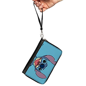 Buckle-Down Women's PU Zip Around Wallet Rectangle-Lilo & Stitch, 7.5"x4.5"