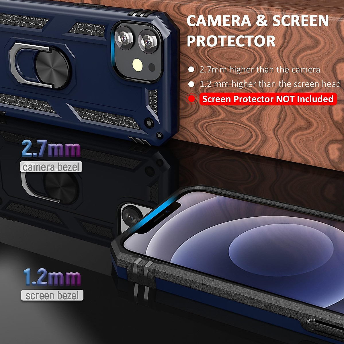 ADDIT Case for iPhone 12 Mini Phone Case iPhone 12 Mini Case, with Stand Ring, Support Magnet Car Mount, Military Grade, Heavy Duty, for iPhone 12 Mini Case Blue