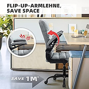 SEATZONE Home Office Desk Chair, High Back Ergonomic, Lumbar Support Computer Chairs with Wheels and Flip-up Armrest Adjustable, Backward Tilt, Gray