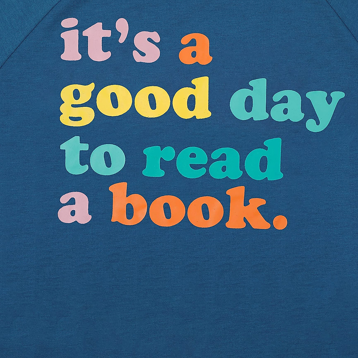 LUKYCILD It’s a Good Day to Read a Book Sweatshirt Women Book Lovers Teacher Shirt Funny Graphic Print Long Sleeve Top Blue