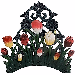 Water Pipe Rack European Style Retro Wrought Iron Tulip Water Hose Rack Reel Home Decoration for Garden Garden (Color : Painted, Size : One Size)