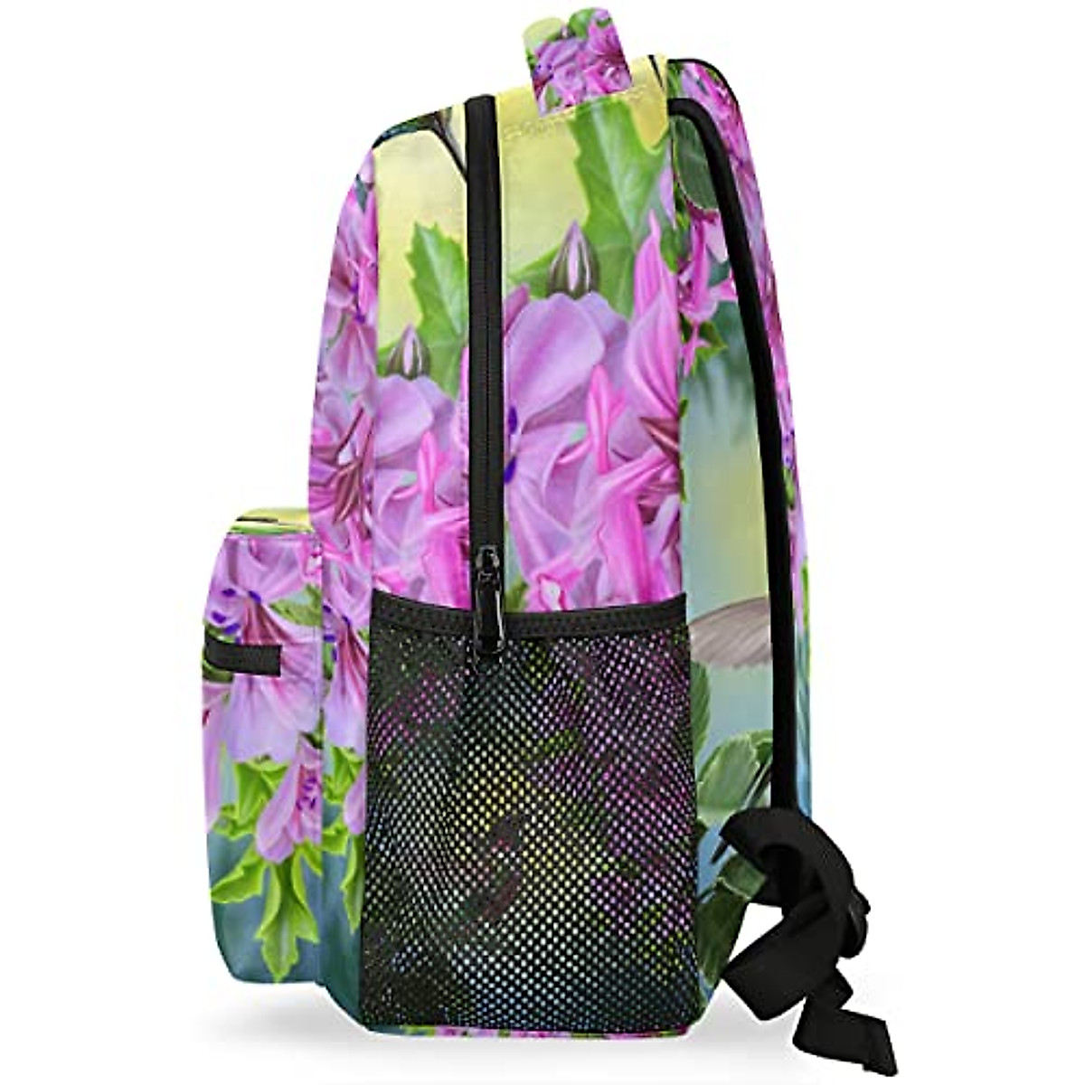 YPPAHHHH School Laptop Backpack Flower Bird Hummingbird for Girls Kids Boys Spring Flroal Lightweight Bookbag Elementary College Travel Hiking Daypack Backpacks for Women Men