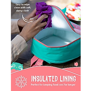 Planet Buddies Kids Lunch Box Bag, Insulated Lunch Bag Backpack for School, Cool Bag Lunch Boxes for Girls and Boys, Children's Backpacks with Water Bottle Holder and Name Tag, Olive the Owl