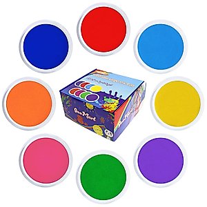 GooMart Washable Large Ink Pads for Rubber Stamps Kids (8 colors)