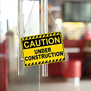 2 PC Under Construction Sign - 12 x 8 Coroplast Caution Area Under Construction Signs with Grommets - Work Zone Signs Caution Construction Zone Sign