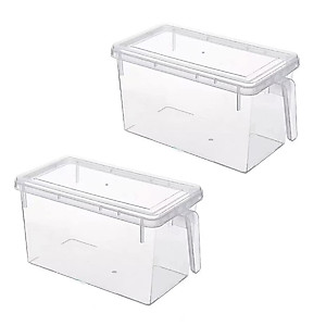 2 Pack Fridge Organizer, Stackable Refrigerator Clear Organizer Bins with Lids BPA Produce Fruit Storage Containers for Fridge Pantry Organization