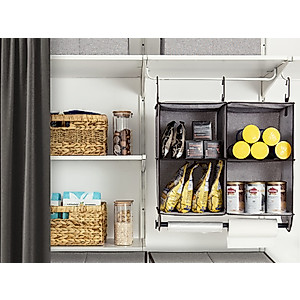 StorageWorks Hanging Closet Organizer with Garment Rod, 4 Section Closet Hanging Shelves, Fabric, Mixing Brown and Gray, 24 ½”W x 12 ¼”D x 28”H