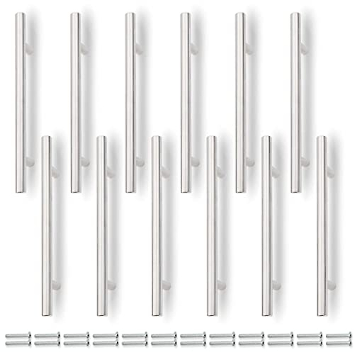 SANATO 12 Pcs 8 Inch (5 Inch Hole Center) Brushed Nickel Cabnet Pulls Kitchen Cabinet Handles, Made of Stainless Steel, Ideal for Cabnet, Drawer, Cupboard