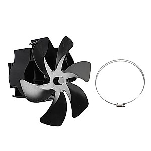 6 Blade Wood Stove Fan Heat Powered Hanging Stove Fan Silent Flue Pipe Fireplace Fan for Wall Mount (Black)