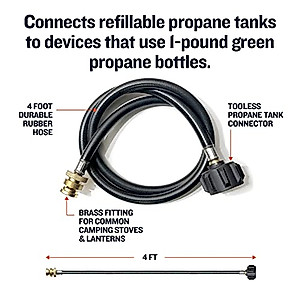 Ignik Adapter Hose for Refillable Propane Tanks, 4-Foot