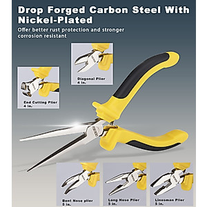 DOWELL 6-piece Mini Pliers Set Needle Nose Diagonal Long Nose Bent Nose End Cutting and Linesman for Making Crafts Repairing Electronic Devices with Pouch