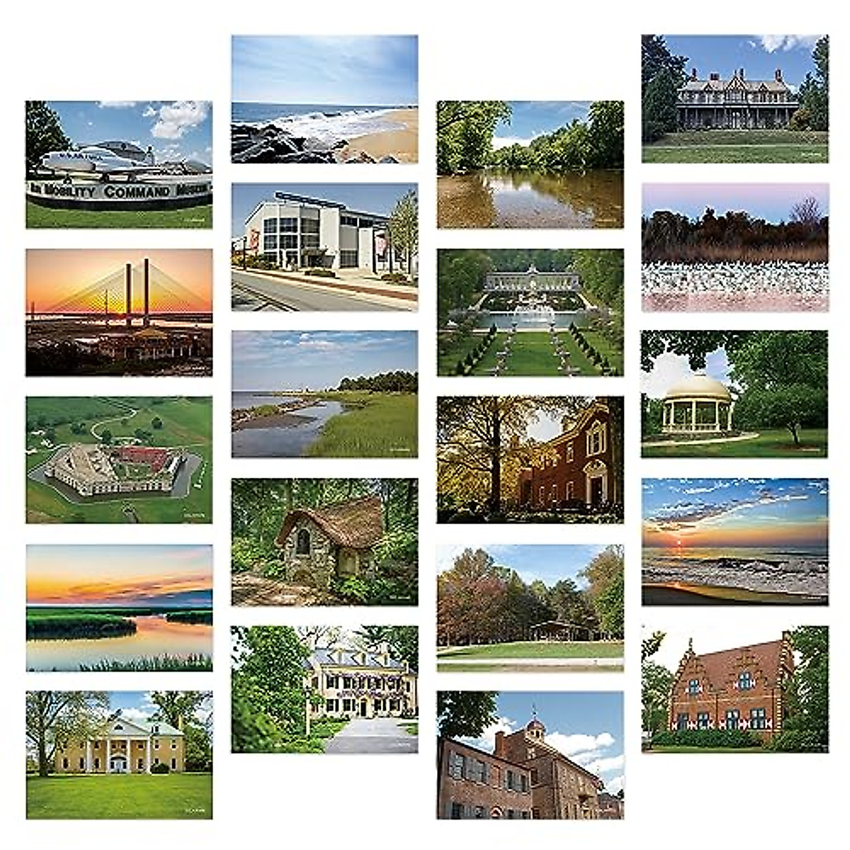 Dear Mapper Vintage United States Delaware Landscape Postcards Pack 20pc/Set Postcards from Around the World Greeting Cards for Business World Travel Postcard for Mailing Decor Gift