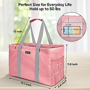 BALEINE Soft 9 Gallon Extra Large Utility Tote, Foldable Reusable Storage Bag (Peach Pink)