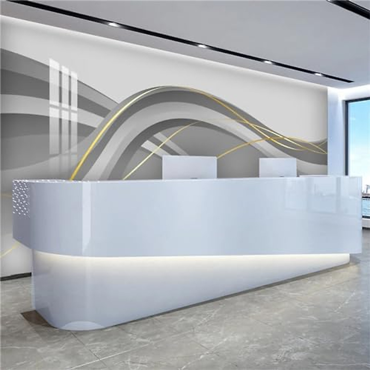 3D Abstract Gray Marble Wall Murals, Modern Stylish Curved Lines Mural Wallpaper, Wall Decal Light Texture Easy Care Apply to Bathroom Kitchen Dining Room（118"W x 82.7"H）
