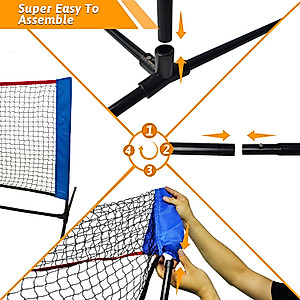 Kapler Height Adjustable Tennis Net - Kids Volleyball Badminton Pickleball Net for Driveway Beach