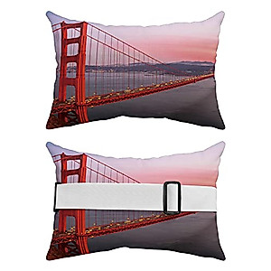 Recliner Head Pillow Ledge Loungers Chair Pillows with Insert Golden Gate Bridge Sunset Landscape Lumbar Pillow with Adjustable Strap Outside Patio Decorative Garden Cushion for Bench Couch, 2 PCS
