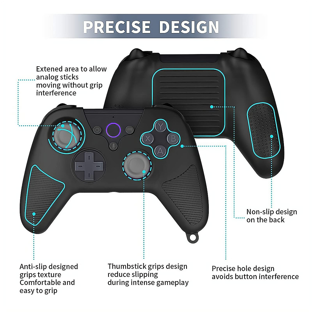 Linkidea Handle Protection Cover Compatible for Luna Controller, Silicone Grips Sleeve Case for Luna Wireless Controller (Black)