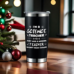 Xildew Funny Science Teacher Theme Teacher Appreciation Week Gift for Educator Instructor Christmas Birthday Present for Friend Coworker Her Him Stainless Steel Tumbler 20 oz Black