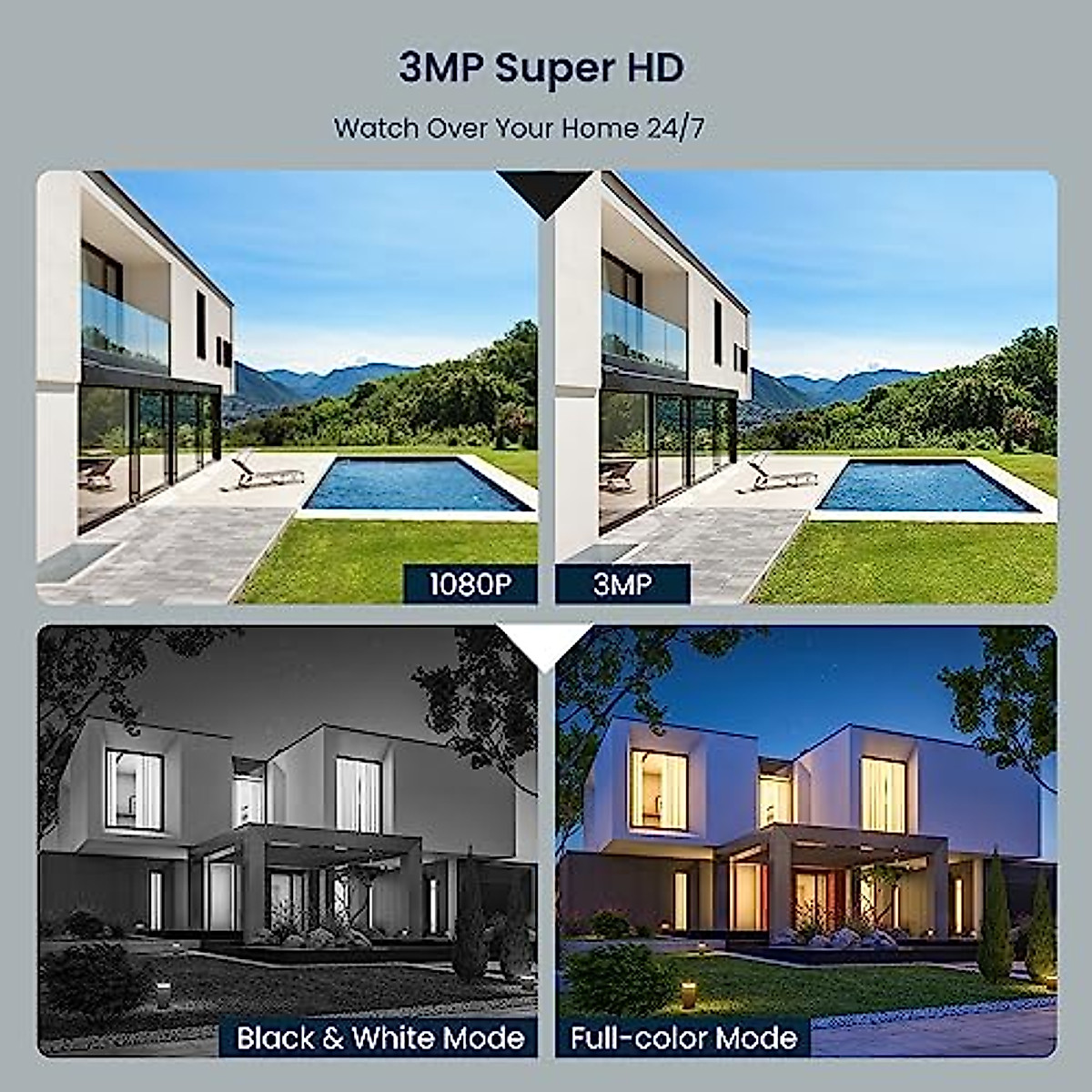 Tenda CT6 2K WiFi Cameras for Home Security Outside - Full-Color Night Vision with 2 Spotlights, Dual Antennas, AI Motion Detection, 2-Way Audio, IP66, H.265, Plug-in Outdoor Security Cameras
