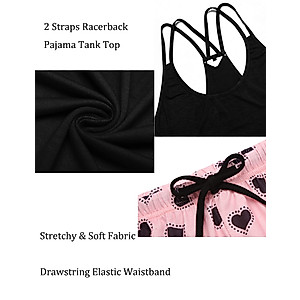 Ekouaer Womens Cami Pajama Set Sleeveless Racerback Tank Top Pjs Soft Sleepwear Pink Heart Large