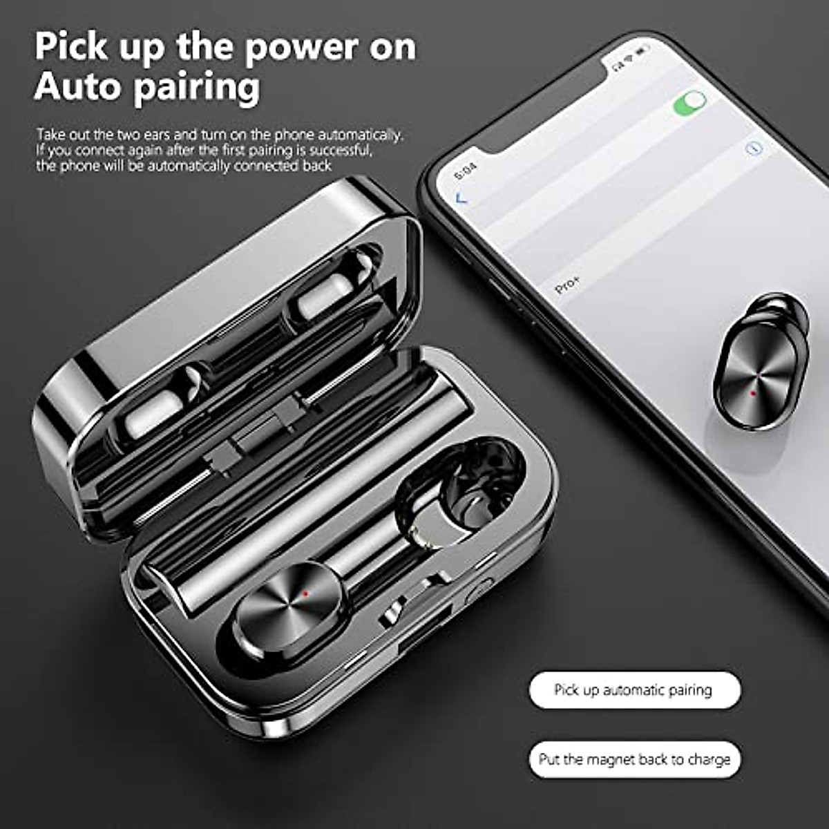 LADIGASU LED Digital Display Bluetooth Headset Intelligent Touch Operation Mini Bluetooth 5.2 Binaural in-Ear Sports Waterproof Noise Cancellation Wireless Earbuds