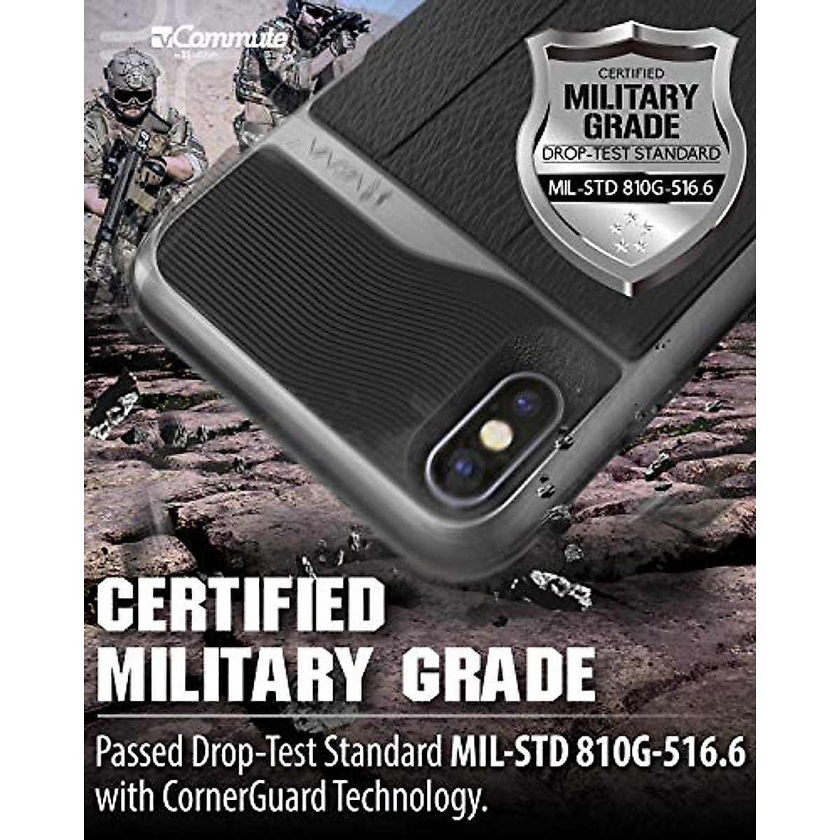 VENA iPhone Xs Max Wallet Case, vCommute (Military Grade Drop Protection) Flip Leather Cover Card Slot Holder with Kickstand Designed for Apple iPhone Xs Max - Space Gray