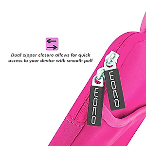 MoKo 8-10.1 Inch Kids Tablet Sleeve, Neoprene Zipper Carrying Case Bag Fits iPad Pro 11", iPad 10.2, Tablet with Accessory Pocket - Magenta