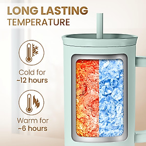 Personalized Monogrammed Tumbler with Handle 40oz, Letter C Tumblers Insulated Coffee Travel Cup, Custom Initial Gift for Women Girls Friends, Monogram Gift for Christmas Birthday Mothers Day