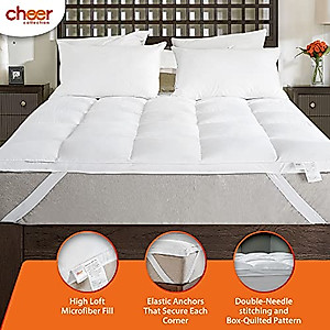 Cheer Collection Thick Mattress Topper - Ultra Luxurious Bed Topper with Stable Anchor Bands – Queen Size 60" x 80"