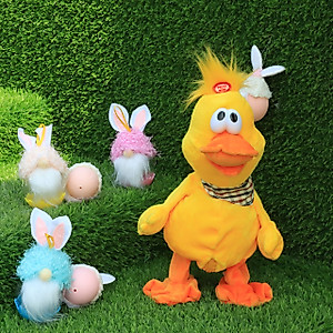 Cuteoy 13" Quacking Duck Musical Stuffed Animal Plushies Walking Singing Waving Electronic Interactive Plush Toy for Kids Boys Easter
