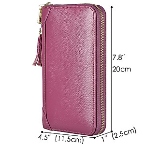 Easyoulife Credit Card Holder Wallet Womens Zipper Leather Case Purse RFID Blocking (Purple)