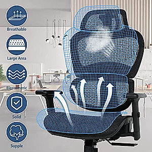 Home Office Chair Mesh Desk Chair Ergonomic Oiifce Chair with 3D Arms Back Lumbar Support Swivel Rolling Task Chair(Black)