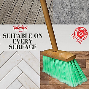 BLYSK Indoor/Outdoor Heavy Duty Wooden Broom Brush, Sweeper, Head Replacement Soft bristles, Great use for Home, Kitchen, Room, Office, Patio, Deck Floor (Broom Head with a Handle)