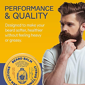 SEVEN POTIONS Beard Balm for Men — Conditioning Beard Softener to Nourish Skin, Facial Hair, and Stop Beard Itch — All-Natural, Vegan, Cruelty Free — Citrus Tonic (2 FL OZ)