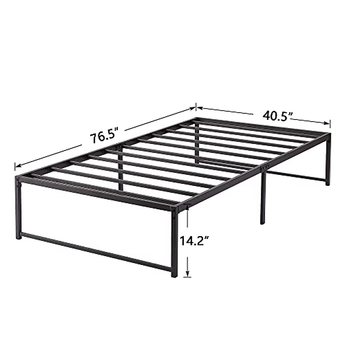 VECELO Metal Platform Bed Frame, No Box Spring Needed/Mattress Foundation/Steel Slat Support Black (Twin)
