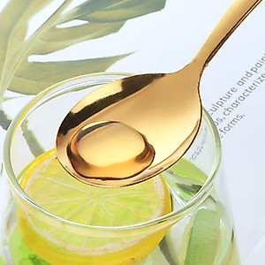 Bouillon Round Spoon 12 Pieces Stainless Steel Soup Spoons, BUY&USE 5.9-Inch Gold Color Dinenrware