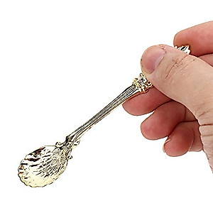 Spoon, 6Pcs Set Innovative Vintage Retro Zinc Alloy Spoons Fork Set Cutlery Kitchen Accessory for Mixing and Stirring Drinks, Cocktails, Milk (Gold (auspicious knot fork handle))