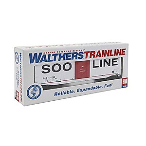 Walthers Trainline HO Scale Model 50' Plug-Door Boxcar with Metal Wheels Soo Line