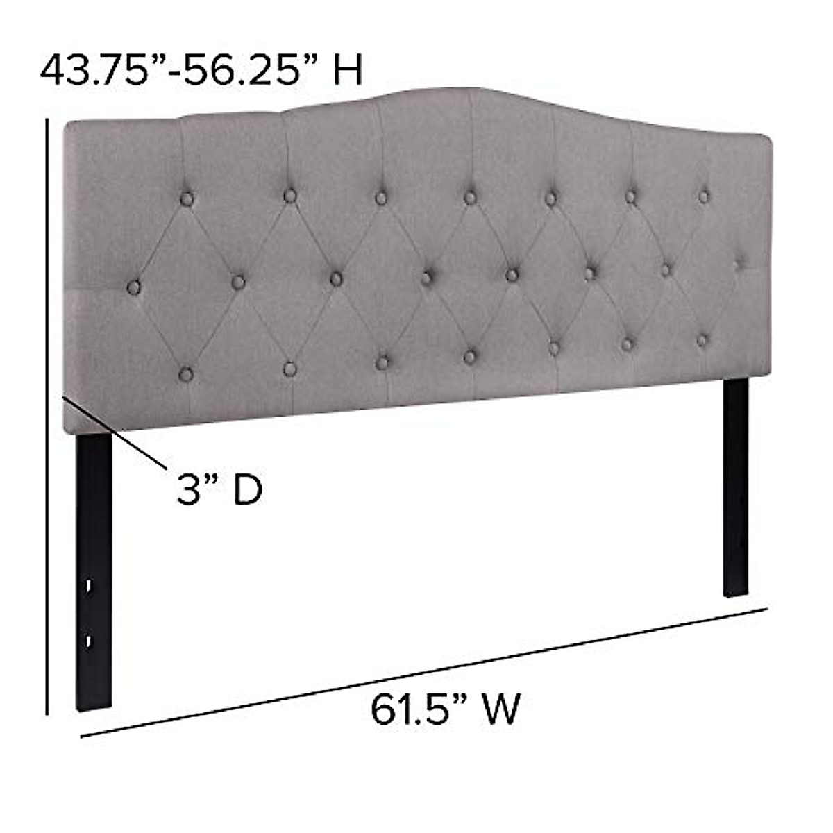 Flash Furniture Cambridge Tufted Upholstered Queen Size Headboard in Light Gray Fabric