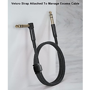 Elebase 1/4 Inch TRS Instrument Cable 15ft 2-Pack,Right-Angled to Straight 6.35mm Male Jack Stereo Audio Cord,6.35 Balanced Interconnect Line for Electric Guitar,Bass,Keyboard,Mixer,Amplifier,Speaker