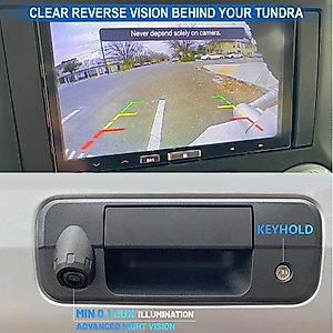 EWAY Tailgate Handle Backup Camera for Toyota Tundra 2007-2013 Reversing Camera Tailgate Liftgate Latch Handle with Rear View Camera Replacement Kit Replaces# 69090-0C051, 690900C051, 81214, TO1915119